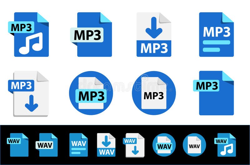 File Format Extensions Icons. MP3, WAV. Collection of Vector Icons ...