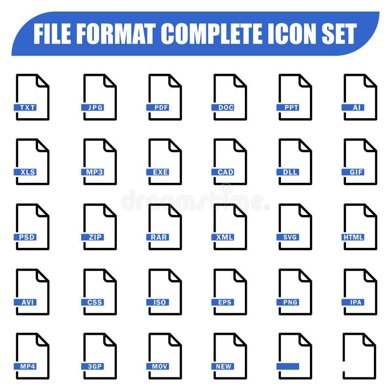 File Format Icon Set, Vector Stock Vector - Illustration of element ... File Format Icon Set, Vector Stock Vector - Illustration of element ...