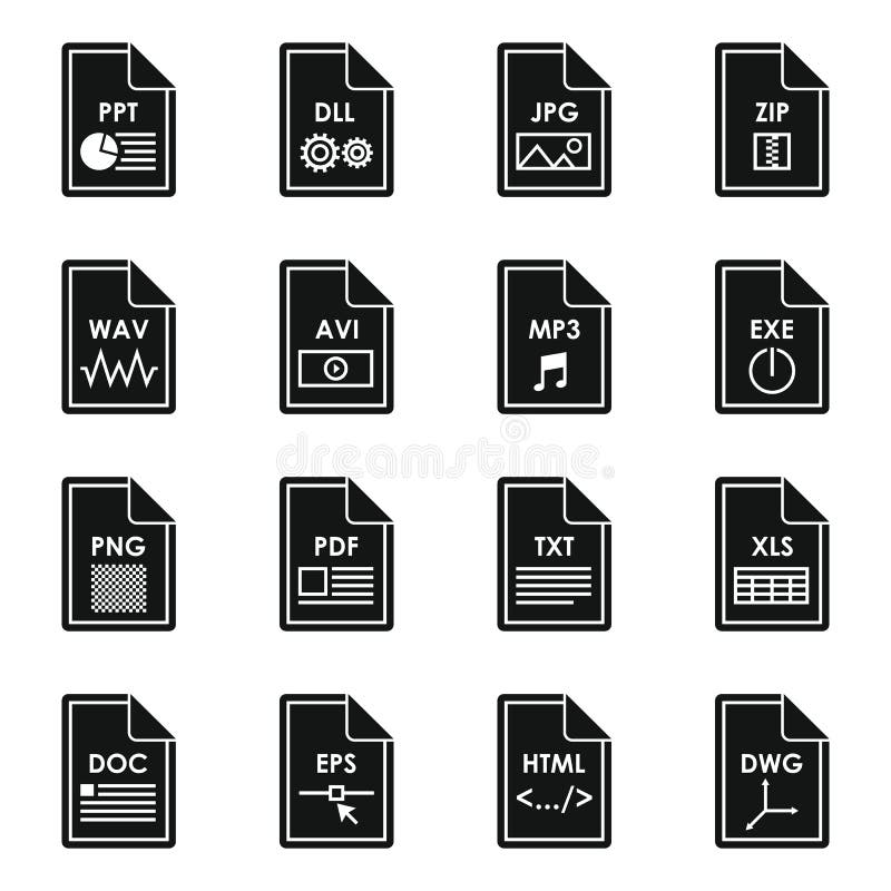 File Format Icons Set, Simple Style Stock Illustration - Illustration ...