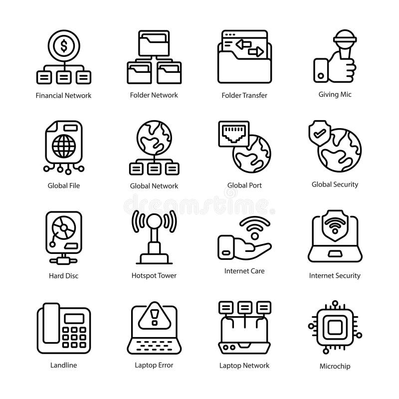 Network and Communication Vector Outline Icon Design Illustration ...