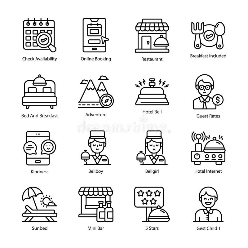 Hospitality Vector Outline Icon Design Illustration. Hospitality Symbol ...