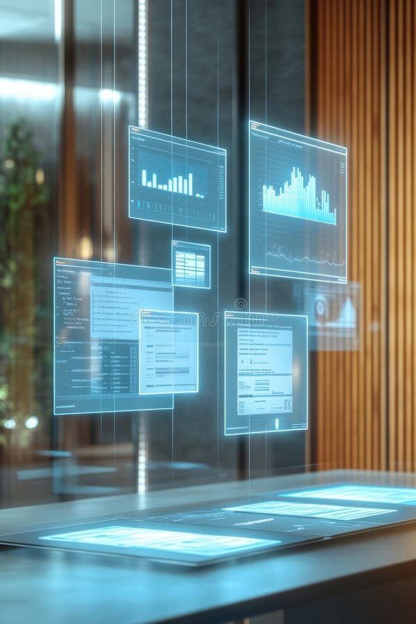 File Integration, Advanced Holographic Display Illustrating a Document ...