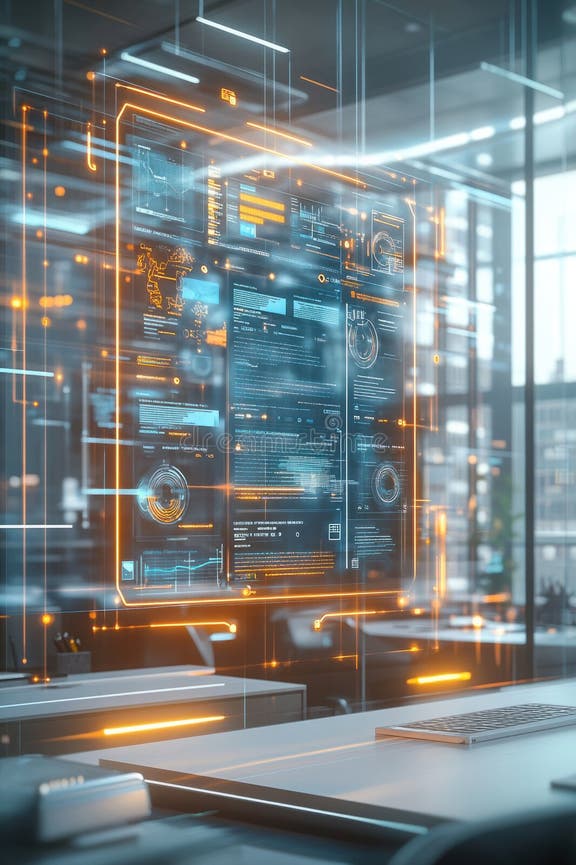 File Integration, Futuristic Virtual Tech Showcasing a Document ...