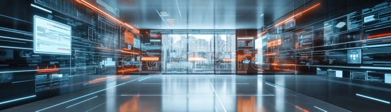 File Integration, Futuristic Virtual Tech Showcasing a Document ...