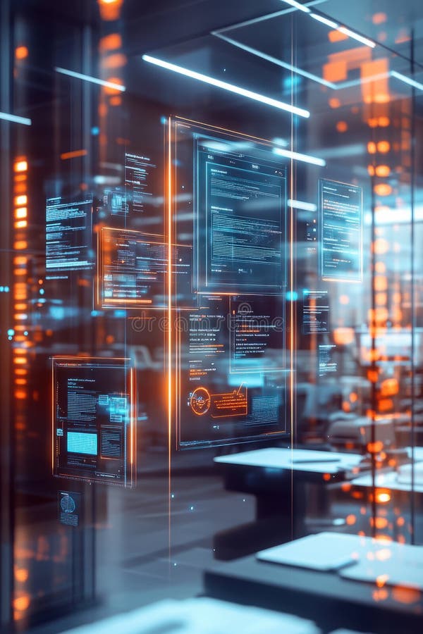 File Integration, Futuristic Virtual Tech Showcasing a Document ...