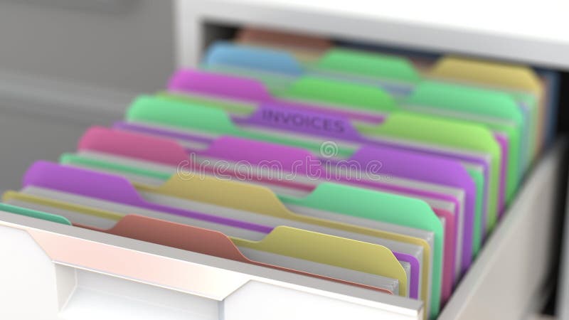 File with Invoices in the Office File Cabinet. 3D Animation Stock ...