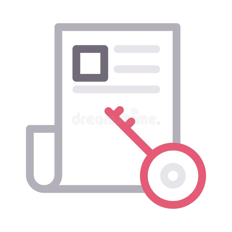 File Key Vector Color Line Icon Stock Vector - Illustration of premium ...