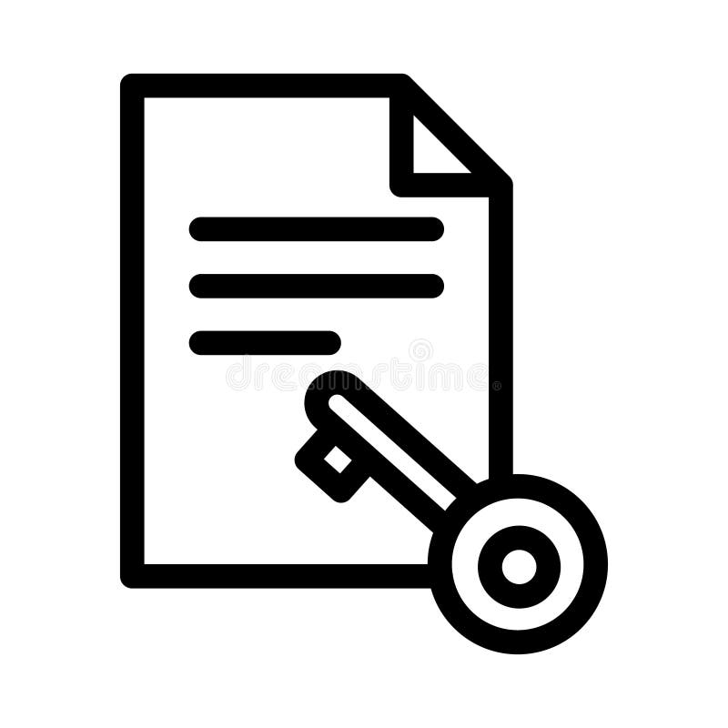 File Key Vector Thin Line Icon Stock Vector - Illustration of contour ...