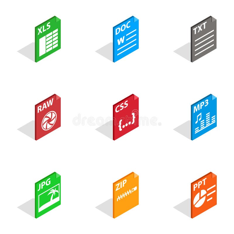 File Label Icons, Isometric 3d Style Stock Vector - Illustration of ...