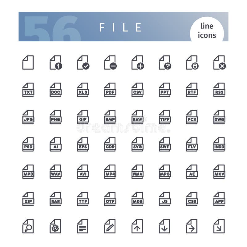 File Line Icons Set stock vector. Illustration of application - 89975288