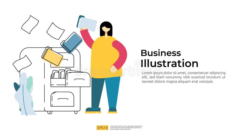 File Management Archive and Organize Vector Illustration with People ...