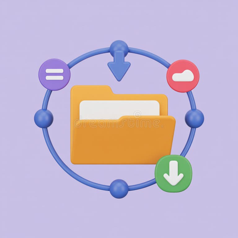 File Management Concept with Folder and Arrows Illustrating Cloud Data ...