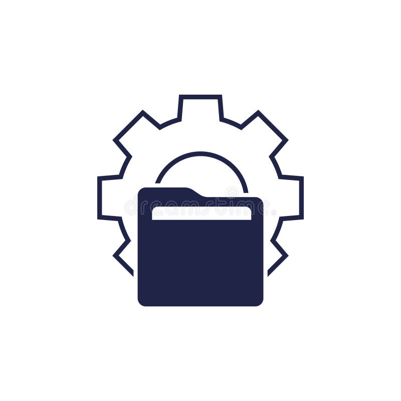 File Management Icon with a Folder and Gear Stock Illustration ...