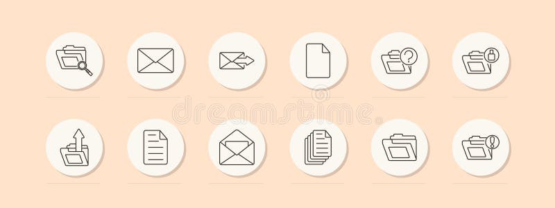 File Management Set Icon. Folder Search, Envelope, Send Mail, Document ... File Management Set Icon. Folder Search, Envelope, Send Mail, Document ...