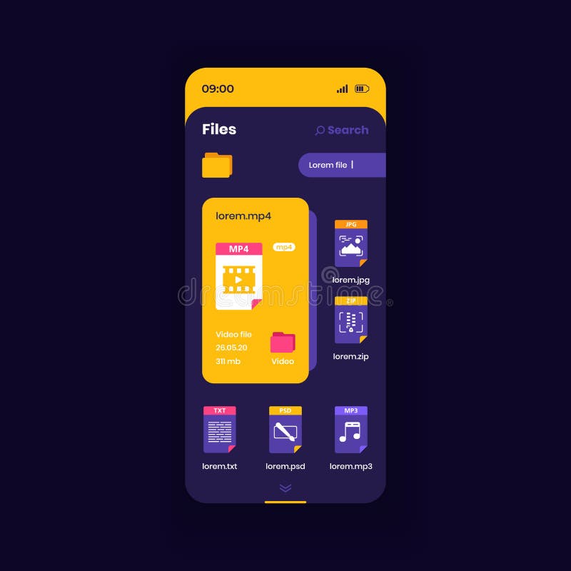 File Management System Smartphone Interface Vector Template Stock ...