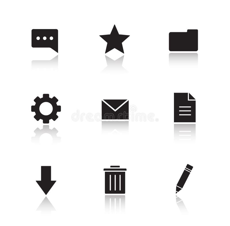 File Manager Black Icons Set Stock Vector - Illustration of interface ...