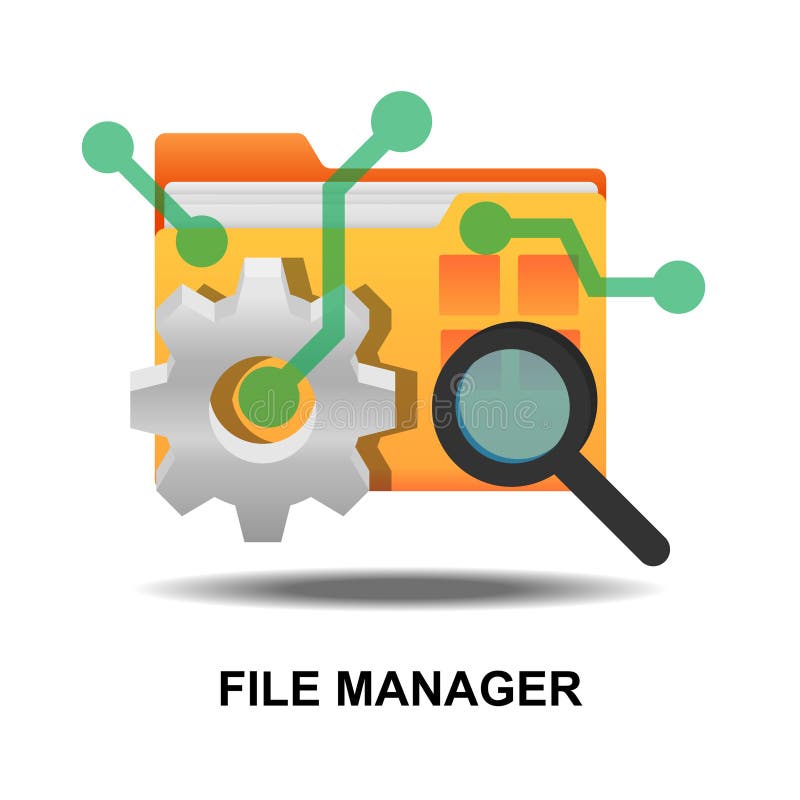 File Manager Icon. Folder with Documents Isolated on Background Stock ...
