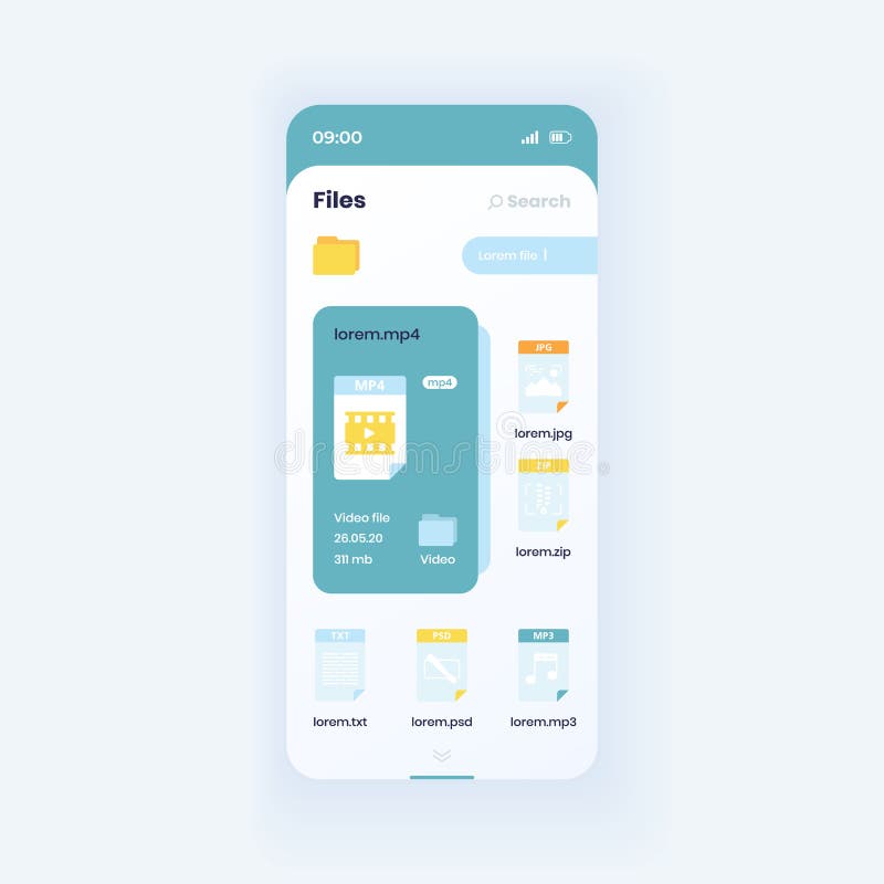 File Manager Smartphone Interface Vector Template Stock Vector ...