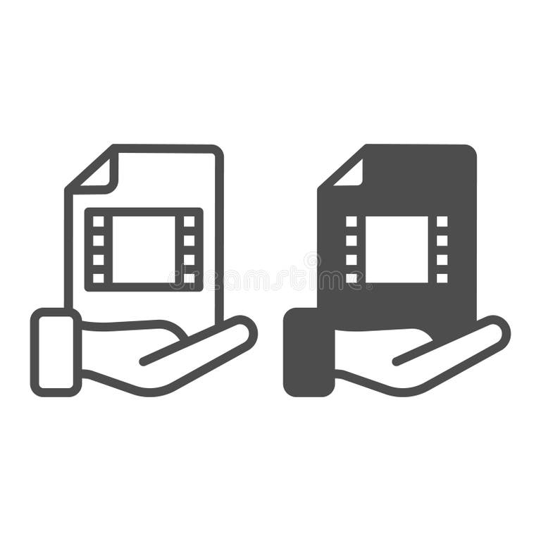File of Movie in Hand Line and Solid Icon, Data Hoarding Concept. Vector Graphics Stock Vector ...