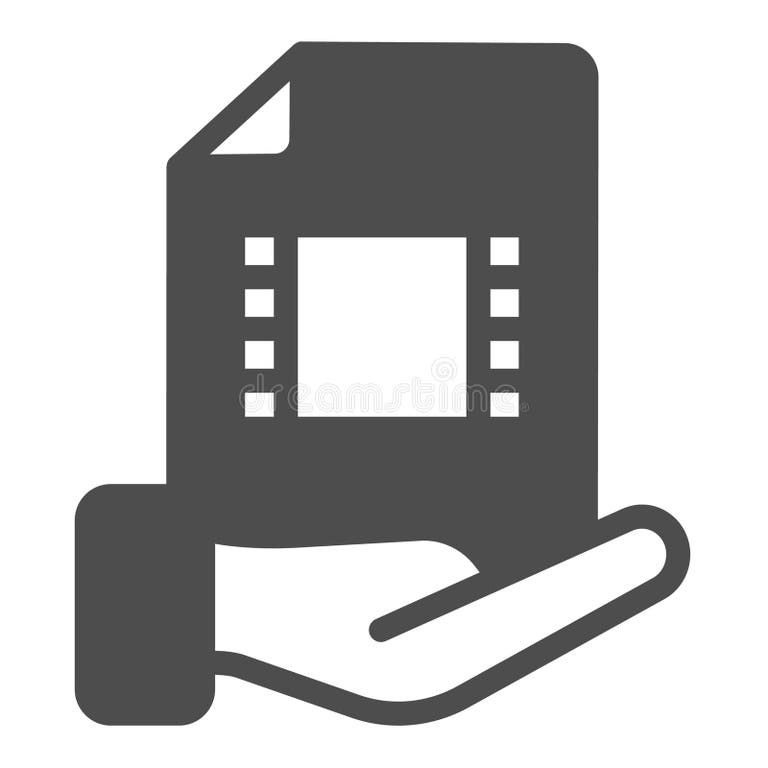 File of Movie in Hand Solid Icon, Data Hoarding Concept. Vector Graphics Stock Illustration ...