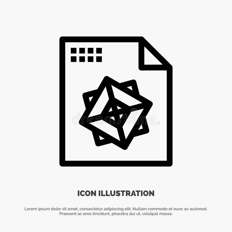 File, Processing, 3d, Design Vector Line Icon Stock Vector ...