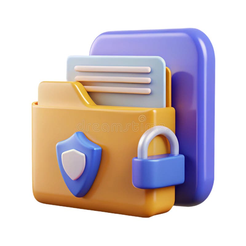 File Protection 3D Illustration Data Security and Cyber Safety Stock ...
