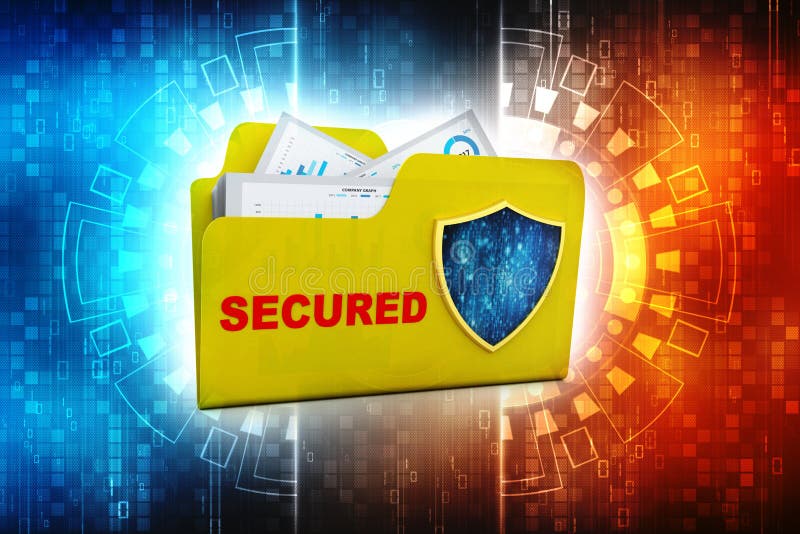 File Security Concept. 3d Render Stock Illustration - Illustration of ...