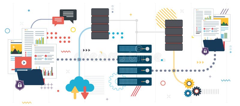 File Sharing and Data Backup Icon Set Stock Vector - Illustration of ...