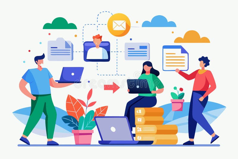 File Sharing and Data Transfer Documentation Process with Three Individuals Using Laptops and ...