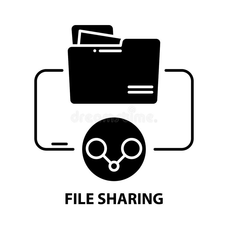 File Sharing Icon, Black Vector Sign with Editable Strokes, Concept ...