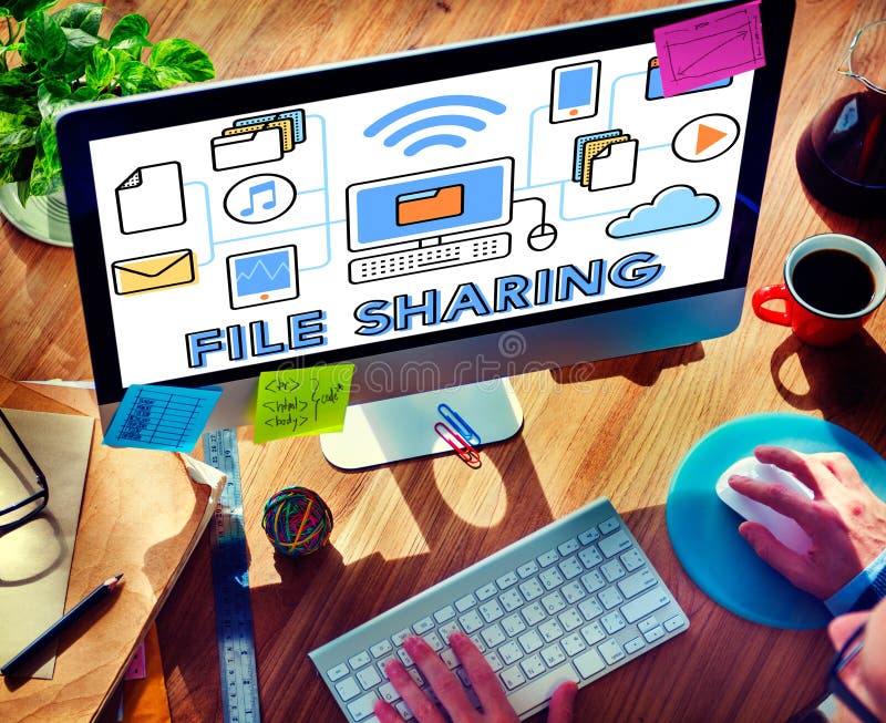 File Sharing Internet Technology Social Storage Concept Stock Image ...