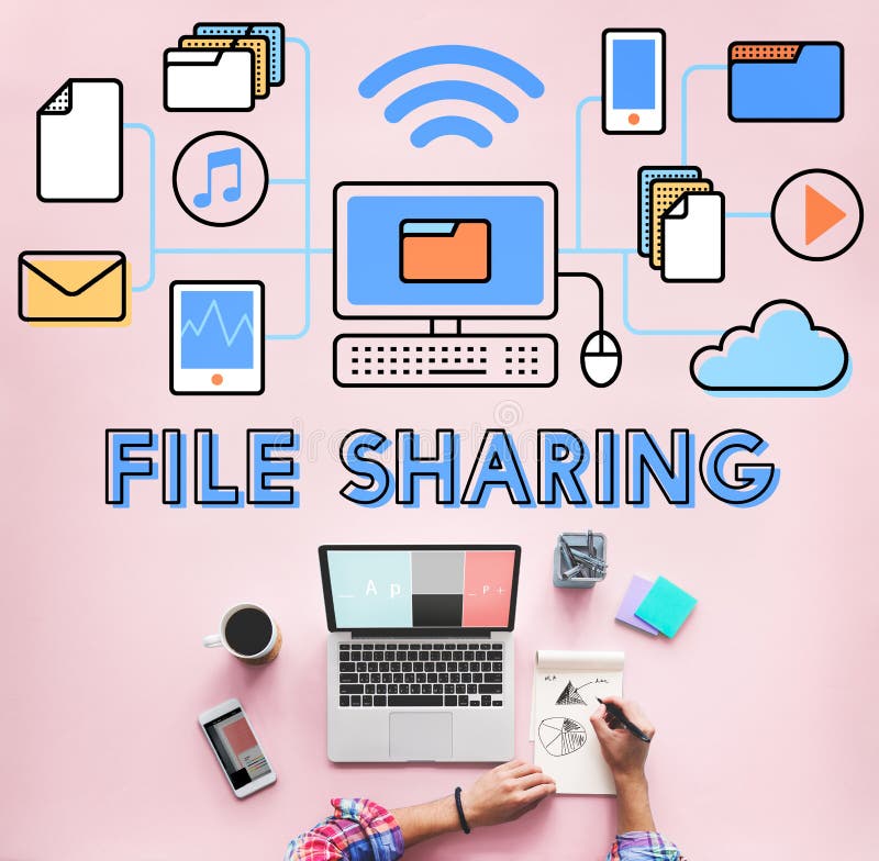 File Sharing Internet Technology Social Storage Concept Stock Photo ...
