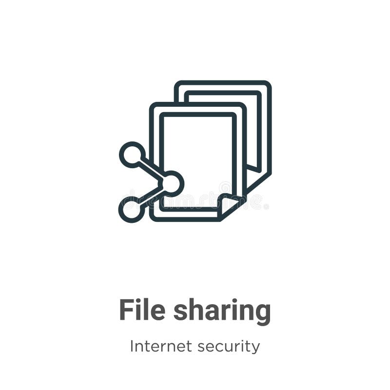 File Sharing Outline Vector Icon. Thin Line Black File Sharing Icon ...