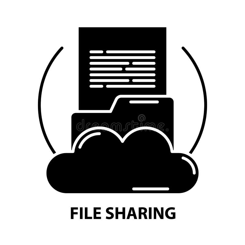 File Sharing Symbol Icon, Black Vector Sign with Editable Strokes ...