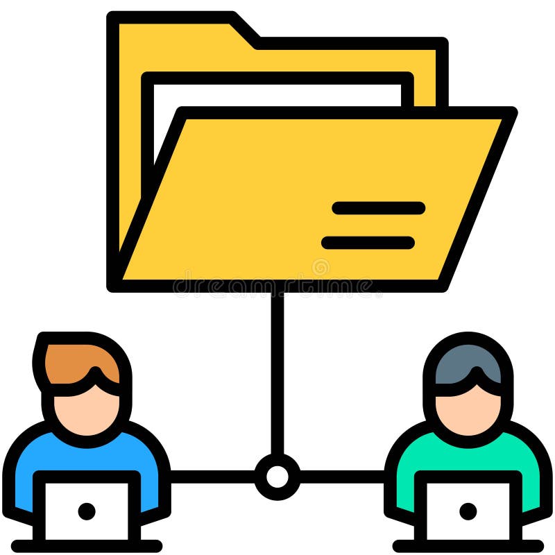 File Sharing, Telecommuting or Remote Work Icon, Vector Illustration ...
