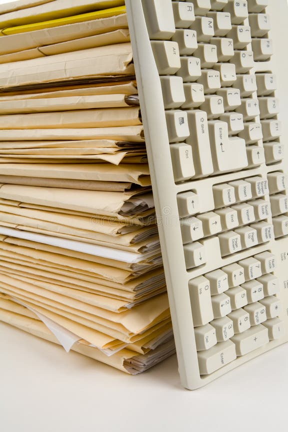 File Stack and Computer Keyboard Stock Photo - Image of digital, busy ...