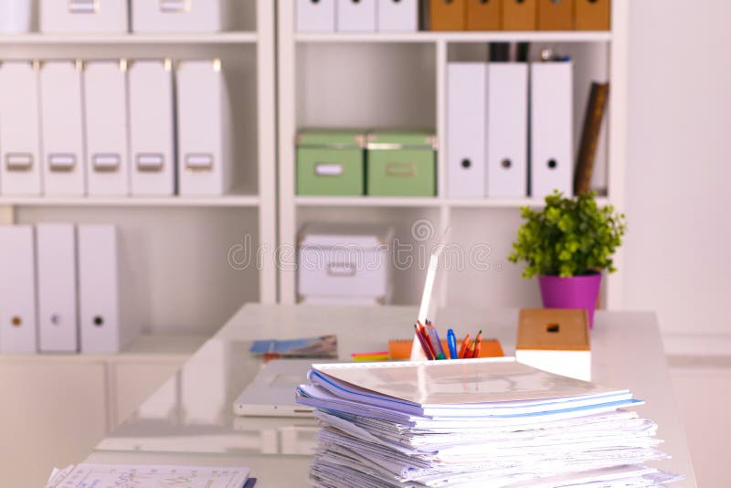 File Stack, File Folder with White Background Stock Image - Image of ...