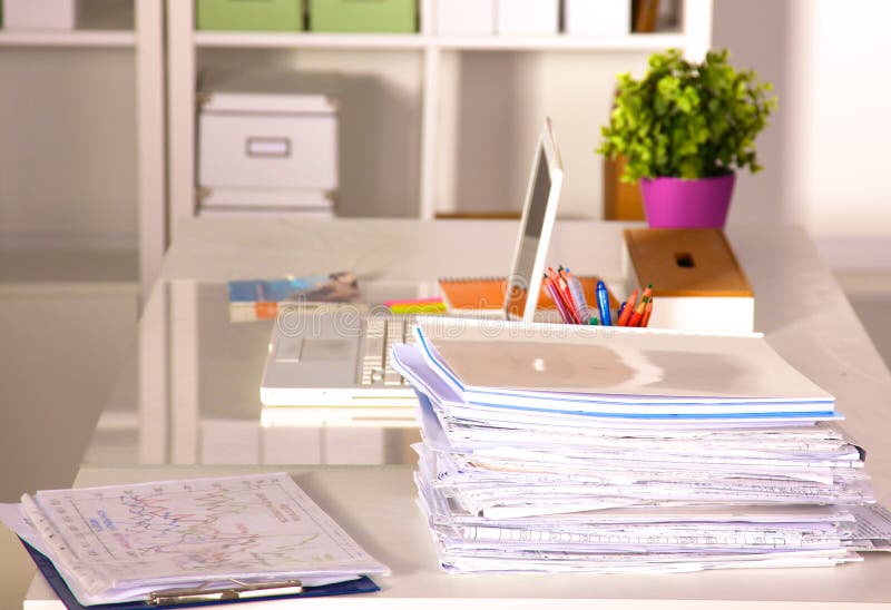 File Stack, File Folder with White Background Stock Image - Image of ...