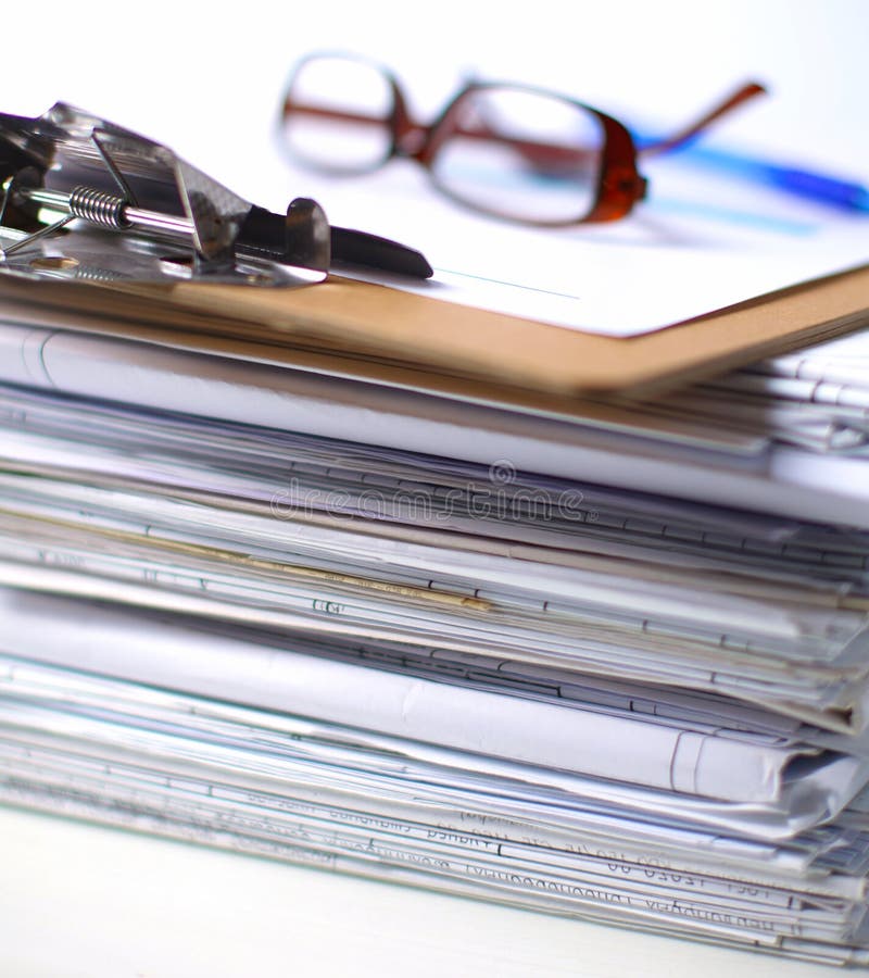 File Stack, Folder with White Background Stock Photo - Image of cabinet ...