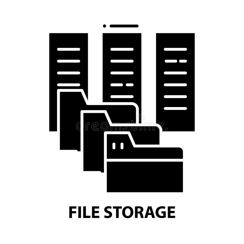 File Storage Icon, Black Vector Sign with Editable Strokes, Concept ...