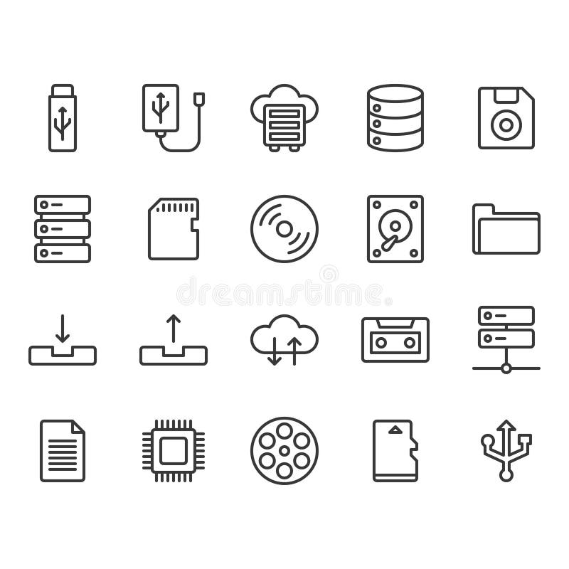 File Storage Icon and Symbol Set Stock Vector - Illustration of manage ...