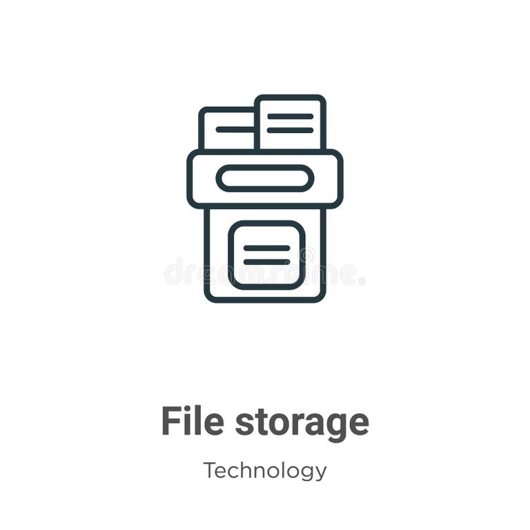 File Storage Outline Vector Icon. Thin Line Black File Storage Icon ...