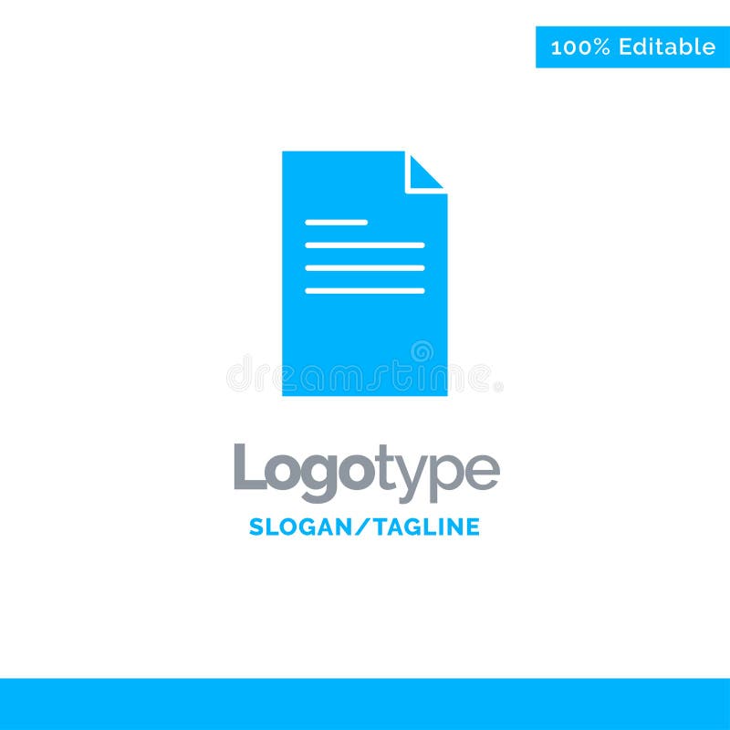 File, Text, Data, Report Blue Solid Logo Template. Place for Tagline ...