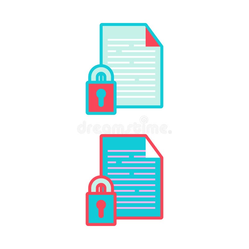 File or Text with Padlock Locked. Program File Security Icon Symbol ...