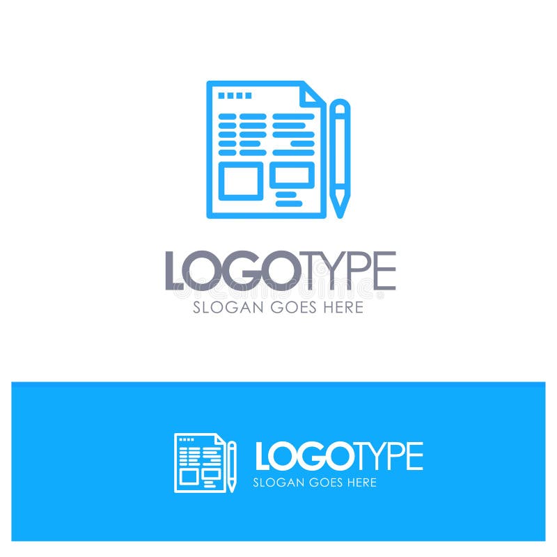 File, Text, Pencil, Education Blue Logo Line Style Stock Vector ...