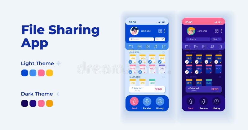 File Transfer Application Cartoon Smartphone Interface Vector Templates ...