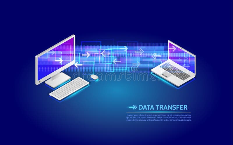 File Transfer from Computer To Laptop. Abstract Virtual Digital Stock ...