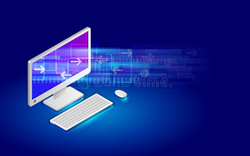 File Transfer from Computer To Network. Abstract Virtual Digital Stock ...