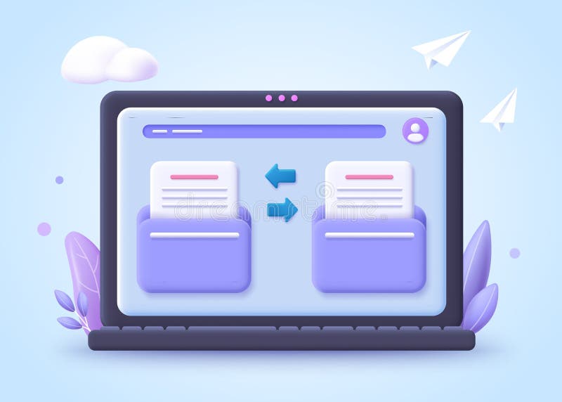 File Transfer Concept. Two Folder with Document and Files Transfering ...