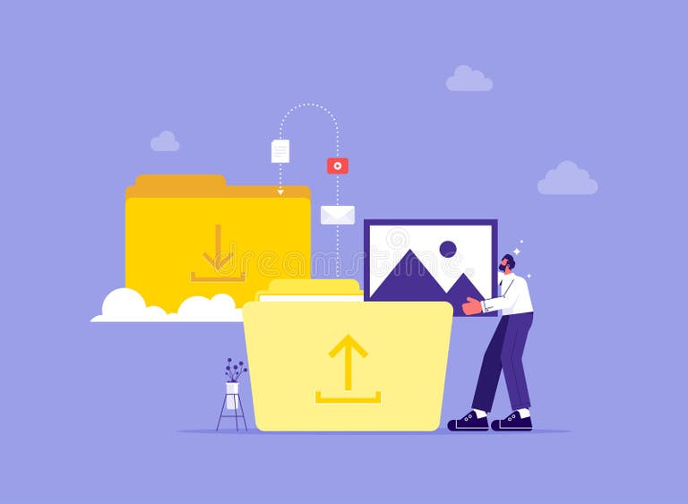 File Transfer or Digital Data Migration between Devices Concept Stock ...